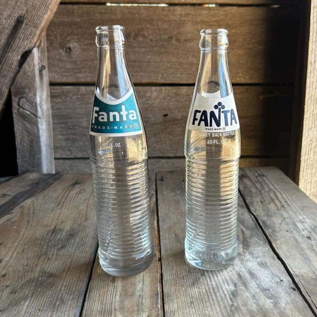 Vintage Fanta Soda Bottle | Retro White & Blue ACL Ribbed Glass Pop ...