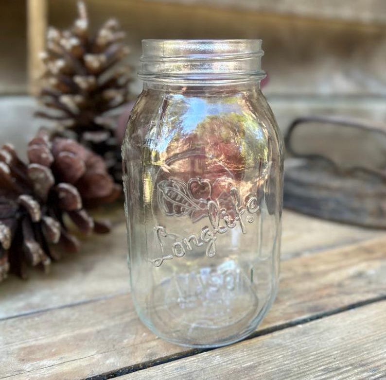 Vintage Mason Jar: 1 Quart, Embossed Vegetable Design 1970s Longlife ...