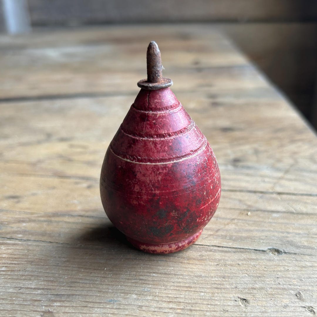 Antique Wooden Spinning Top, 1930s Red Toy for Children - Vintage ...