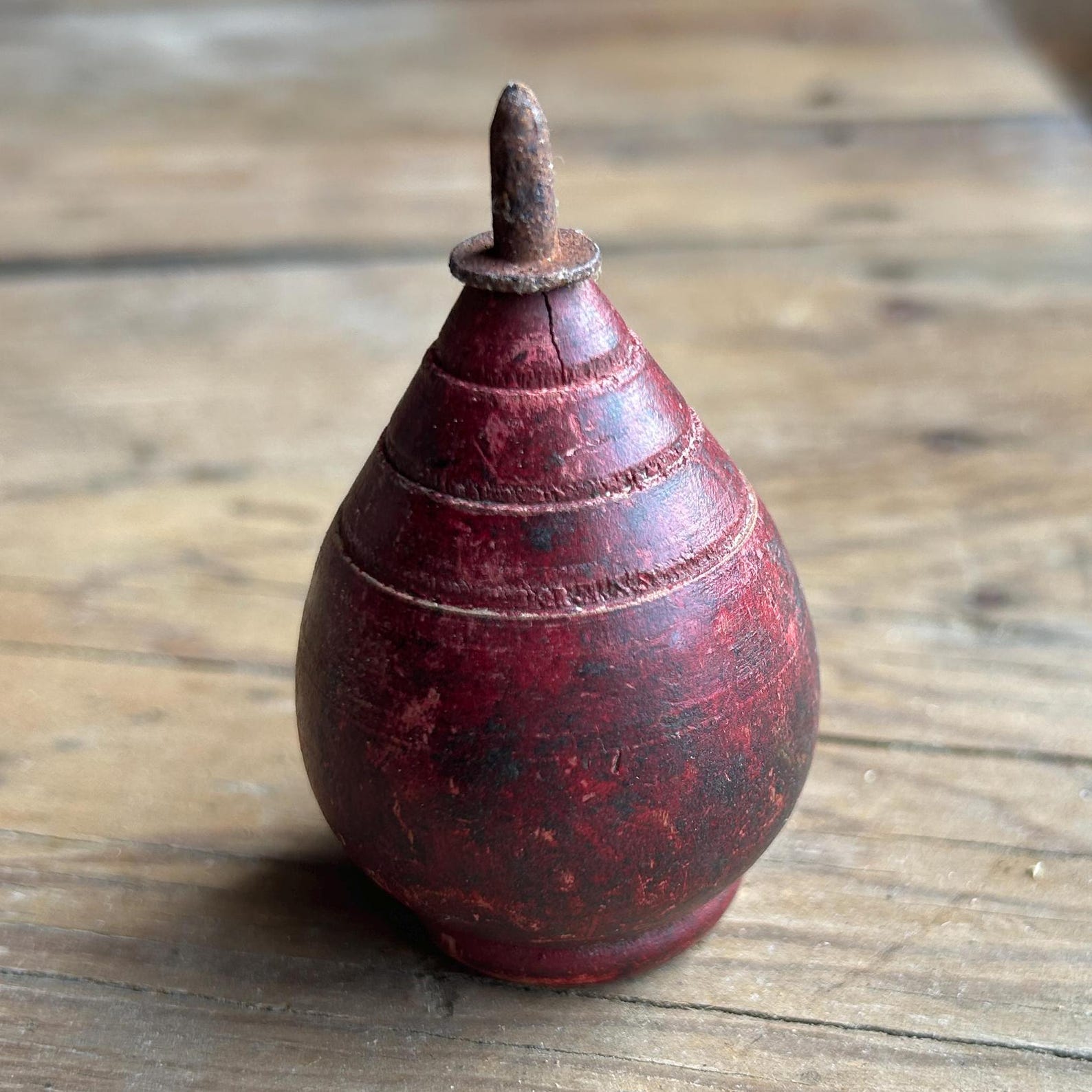 Antique Wooden Spinning Top, 1930s Red Toy for Children Vintage Painted ...