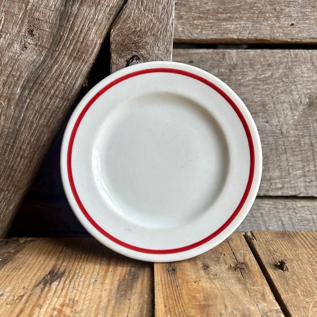 Vintage Walker China Bread Plate: Red Trim Retro Diner Tableware - Etsy