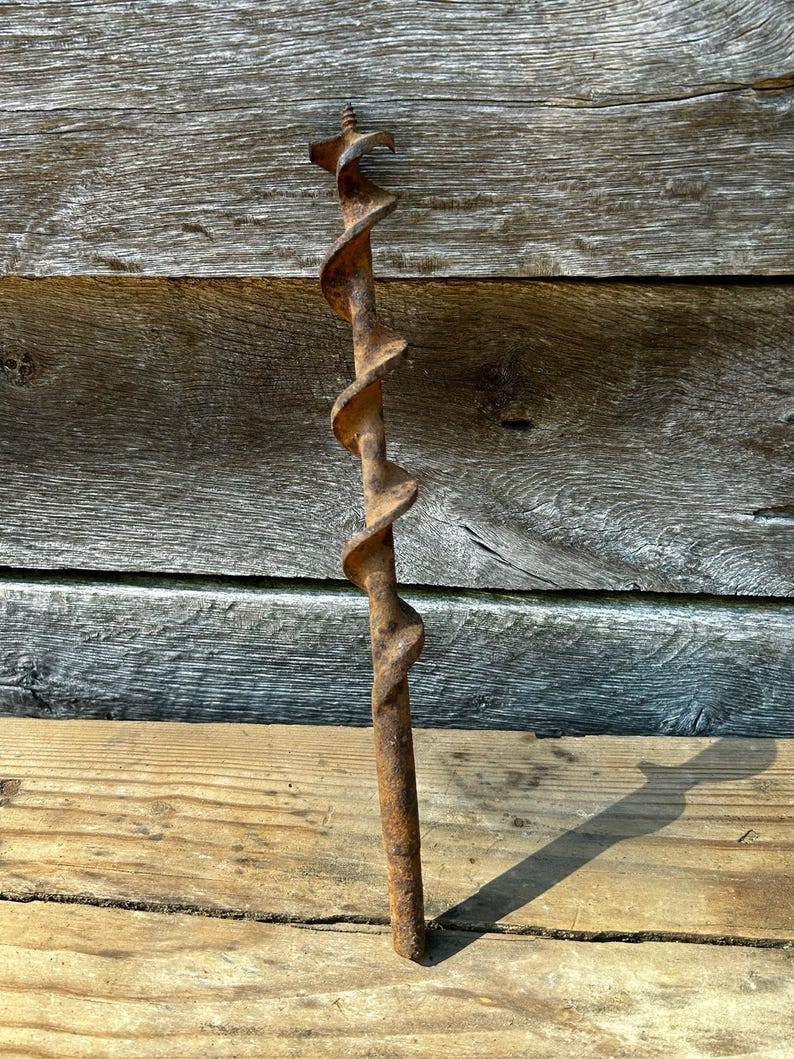 Vintage Auger Drill Hand Tool | Large Antique Tool | Carpentry ...