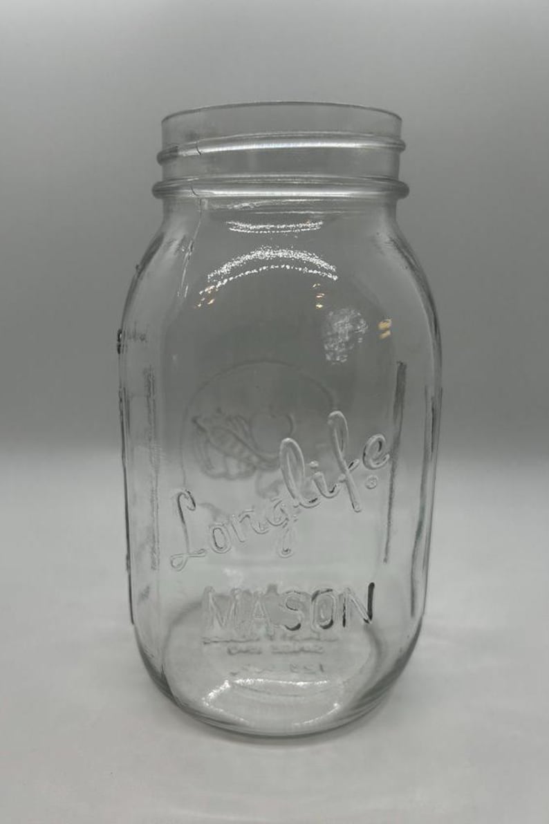 Vintage Mason Jar: 1 Quart, Embossed Vegetable Design 1970s Longlife ...