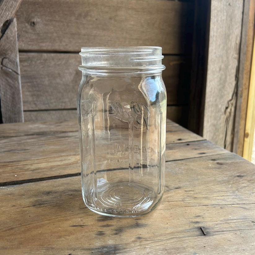 RARE 1930s Ball Mason Jar Quart | Special Wide Mouth | Ribbed Square ...
