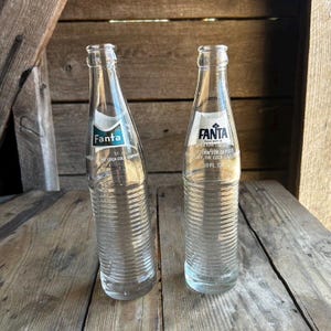 Vintage Fanta Soda Bottle | Retro White & Blue ACL Ribbed Glass Pop ...