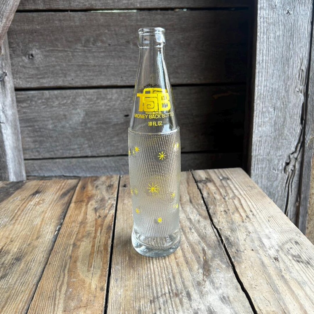 TAB 10 Oz Yellow Starburst Glass Soda Bottle | Midcentury Modern Retro ...