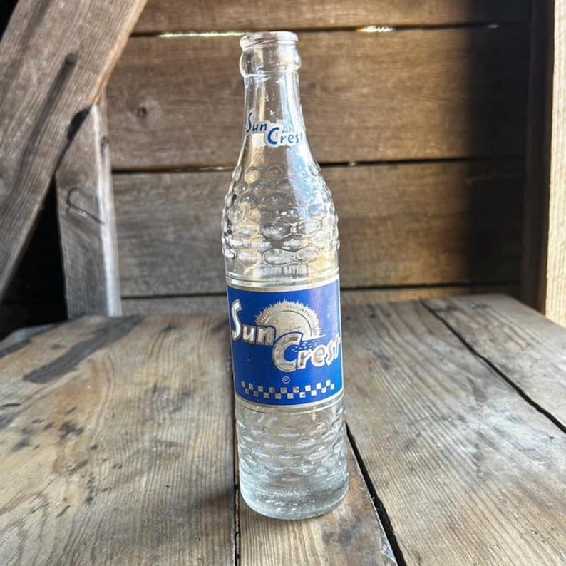 Vintage Sun Crest Soda Bottle: 1950s Blue & White Pop, North Carolina ...