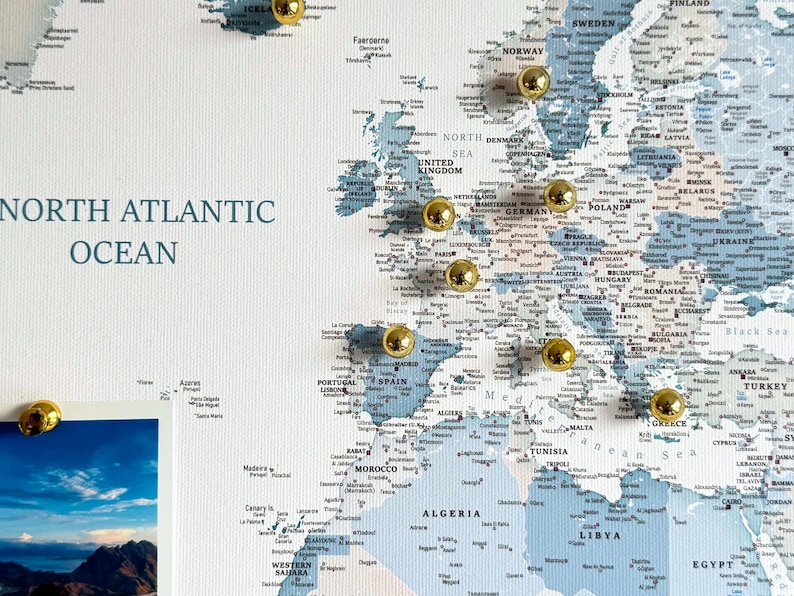 Personalized Push Pin World Map - Detailed Travel Pin Board - Large ...