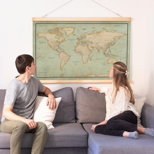 Large World Map Canvas - Personalized Travel Map Poster + Wooden ...