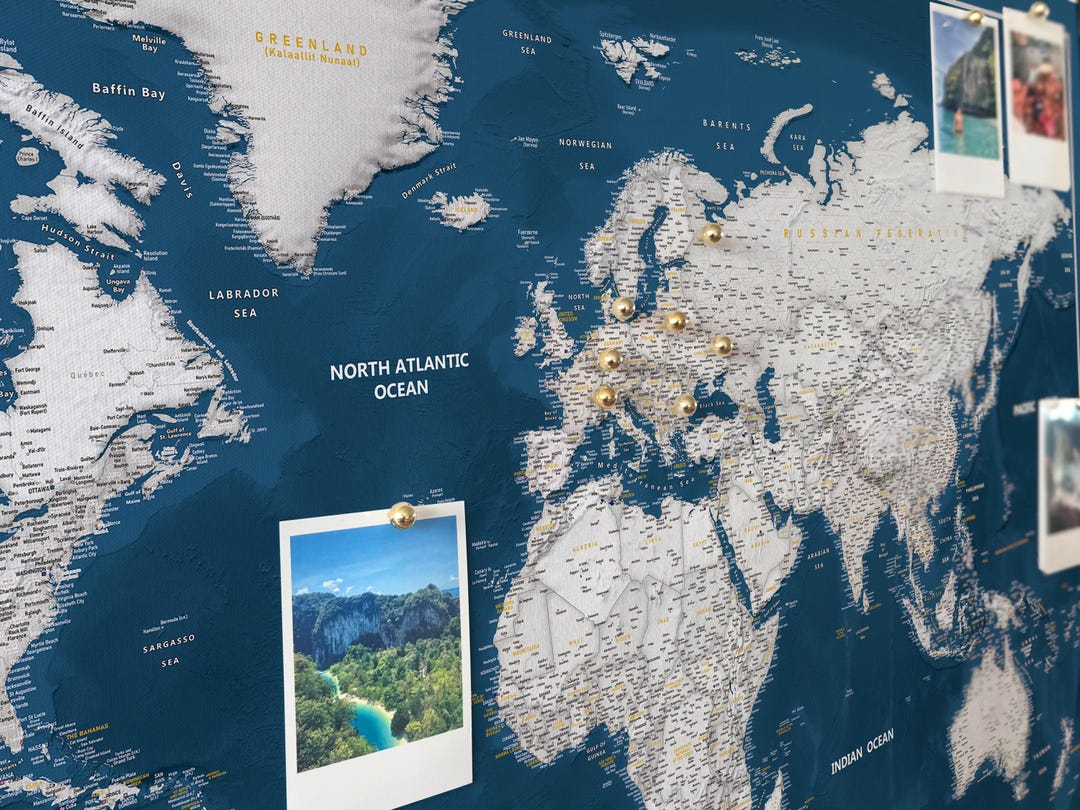 Personalized Push Pin World Map - Detailed Travel Pin Board - Large ...