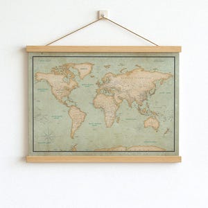 Large World Map Canvas - Personalized Travel Map Poster + Wooden ...