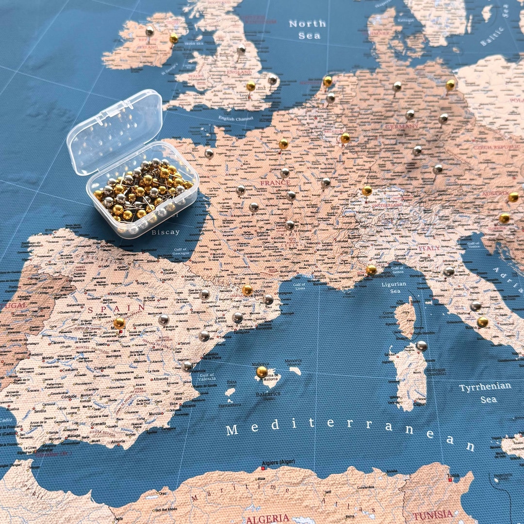 Europe Travel Pin Board – Custom Canvas Map for Adventure Tracking in ...