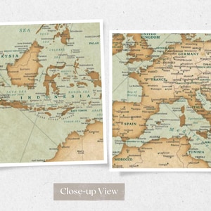 Large World Map Canvas - Personalized Travel Map Poster + Wooden ...