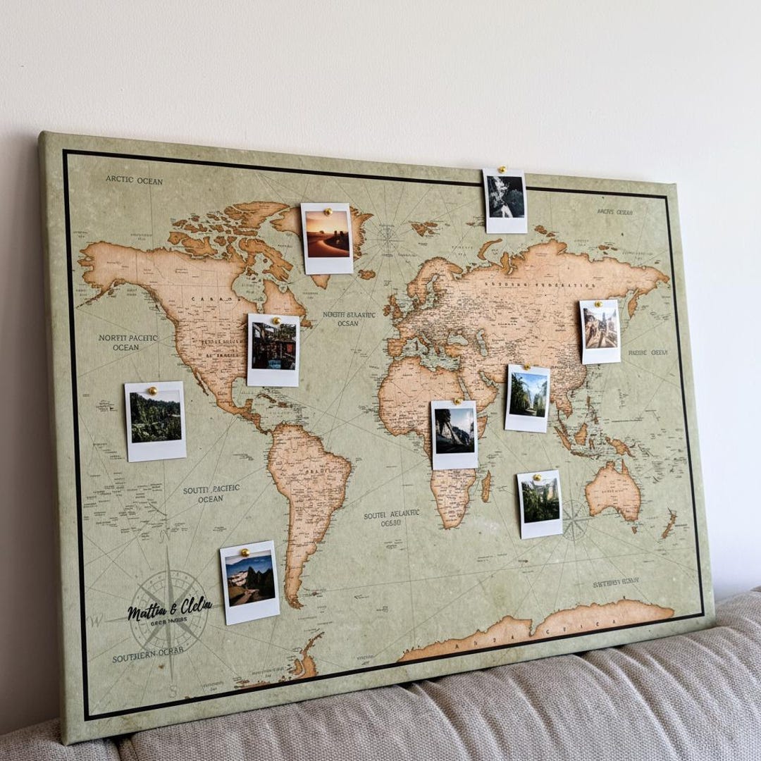 Personalized Push Pin World Map - Detailed Travel Pin Board - Large ...