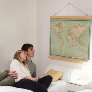 Large World Map Canvas - Personalized Travel Map Poster + Wooden ...