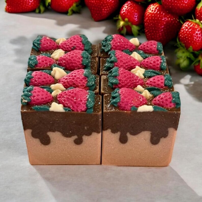 Strawberry Chocolate Drip Goat Milk Soap: Farm Fresh Skincare - Etsy