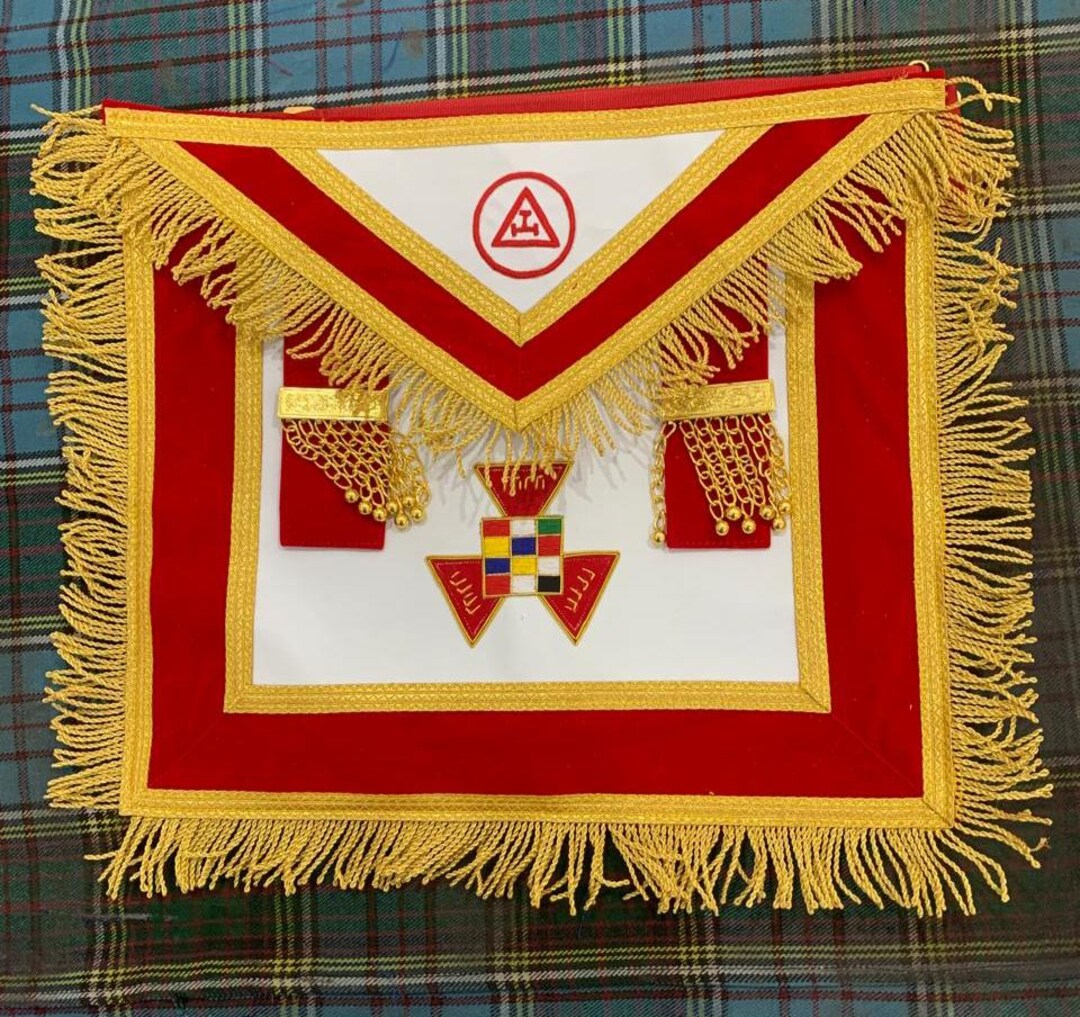 Masonic Apron Handmade Embroidered Color Red & Golden - Etsy