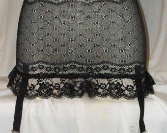 Garter Belt Retro Style in Black Stretch Lace | Etsy
