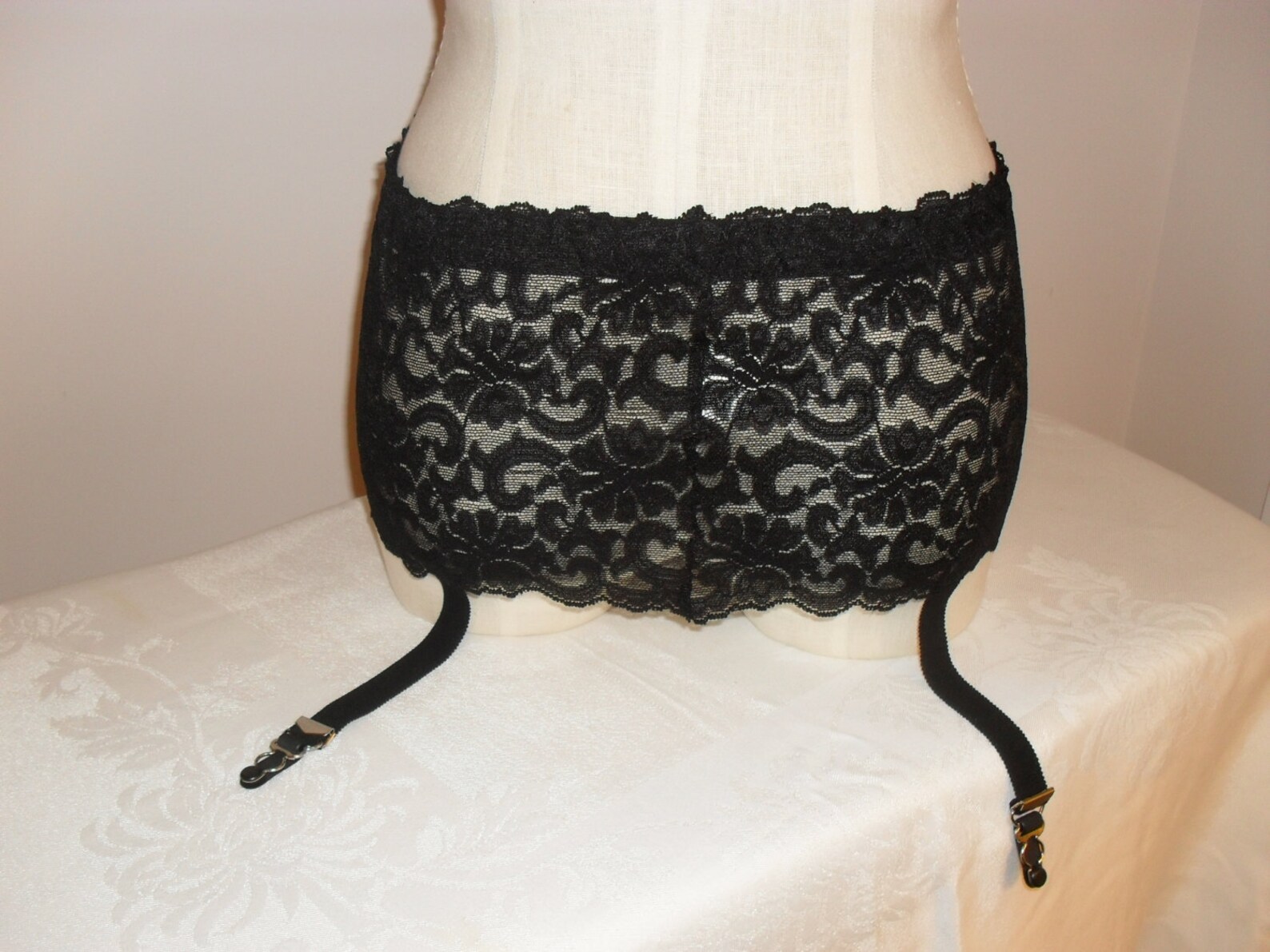 Garter Belt Retro Style in Black Stretch Lace | Etsy