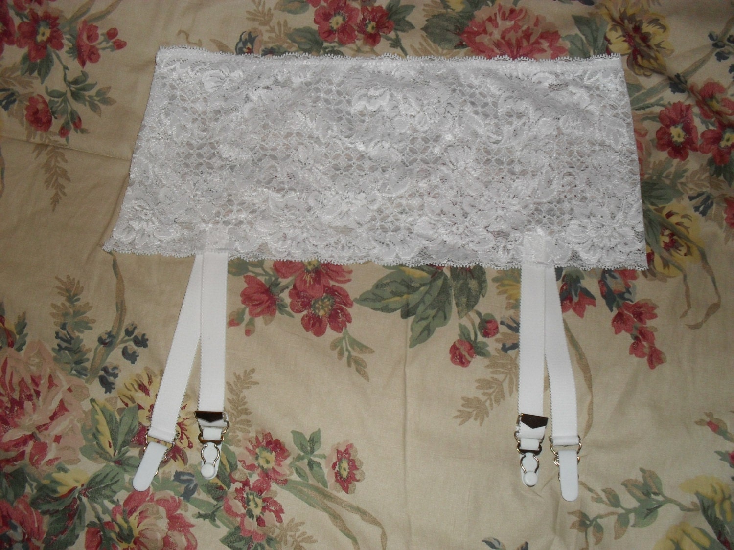 Garter Belt Retro Style in White Stretch Lace With White Garters - Etsy