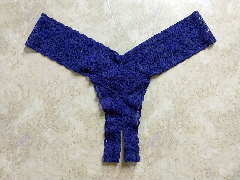 Culotte en string sans entrejambe à Matisse Blue Stretch Lace - Etsy France