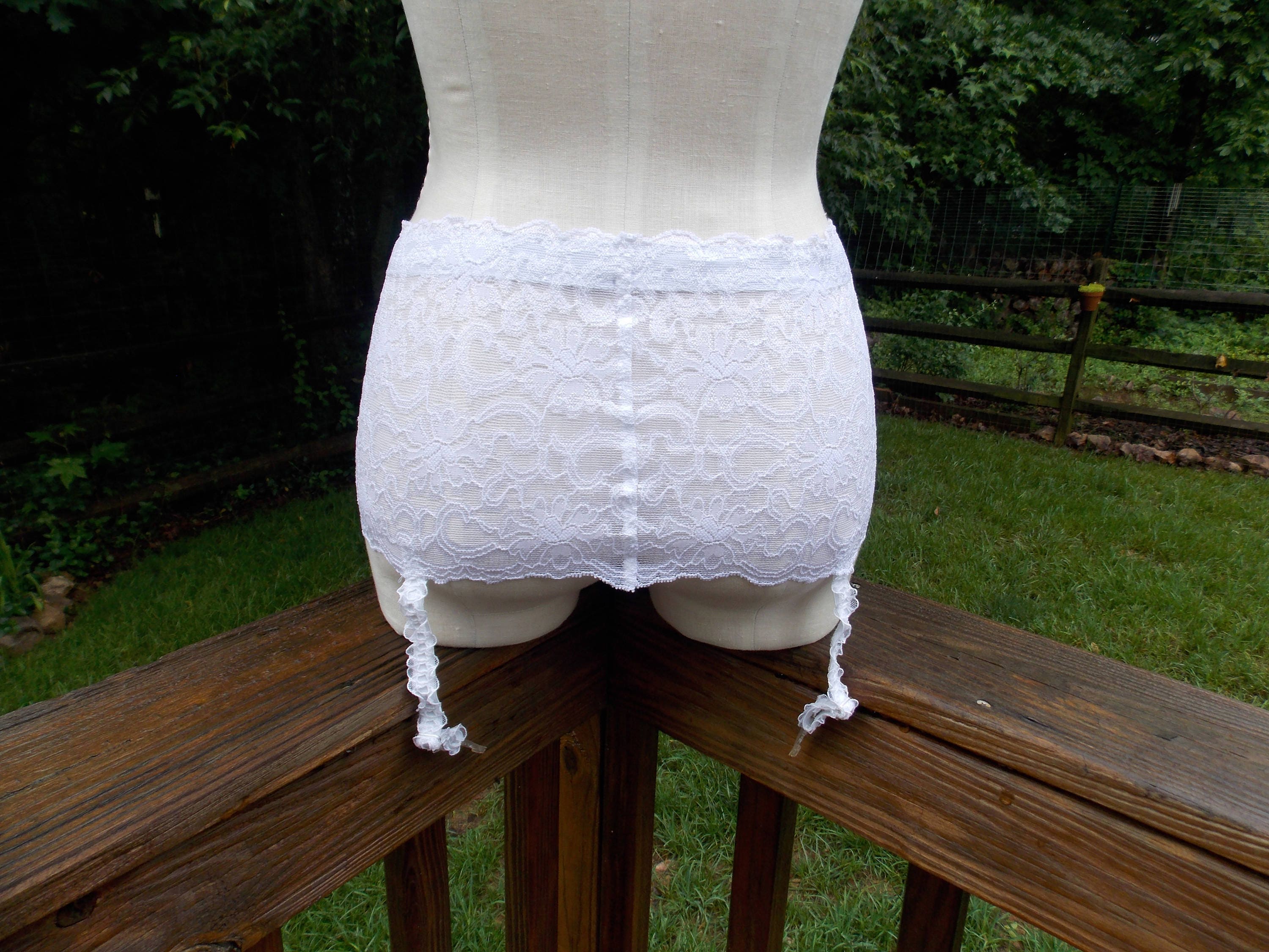 Garter Belt Retro Style in White Stretch Lace with Ruffled | Etsy