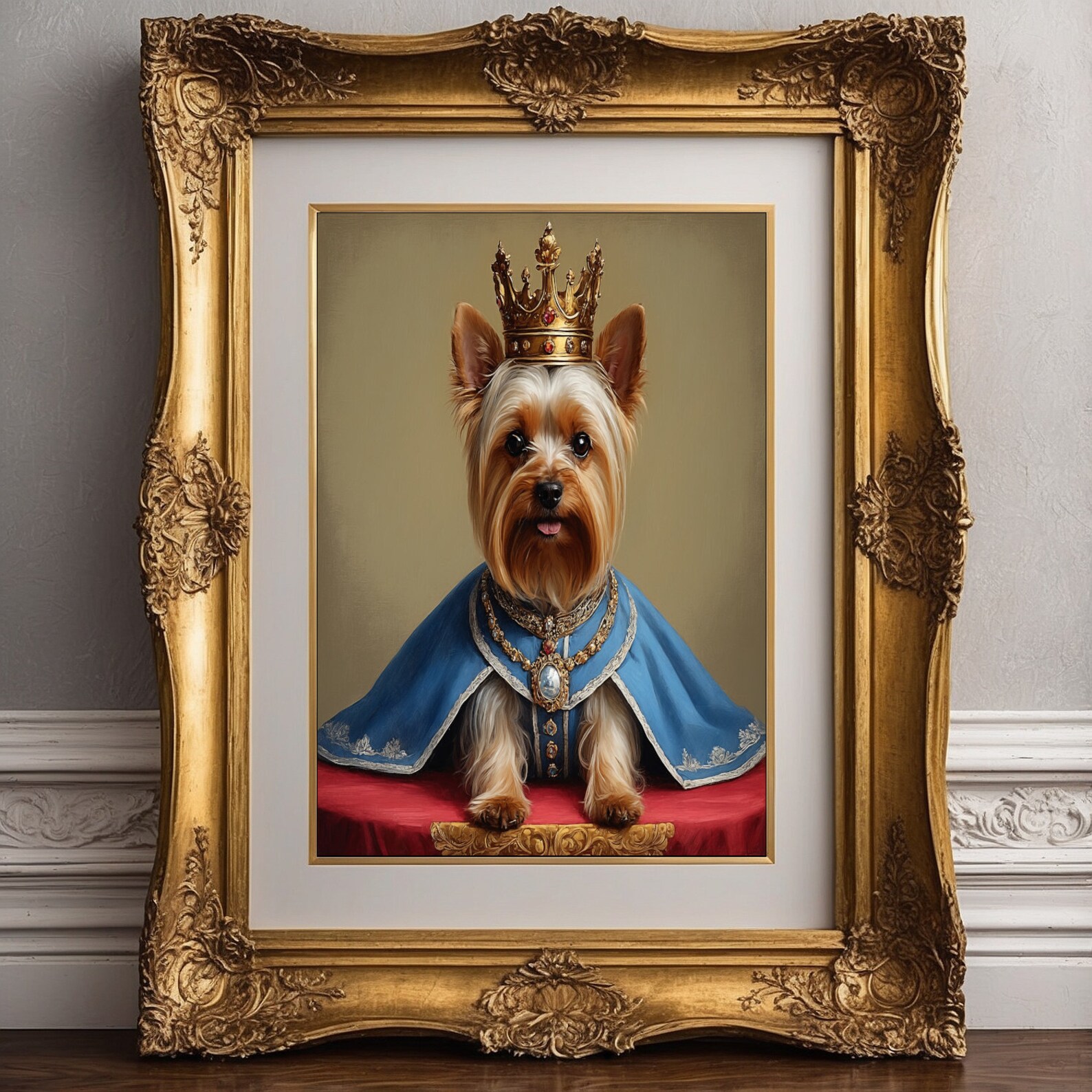 Royal Yorkie Dog Art Print Cute Yorkshire Terrier King Portrait Pet ...