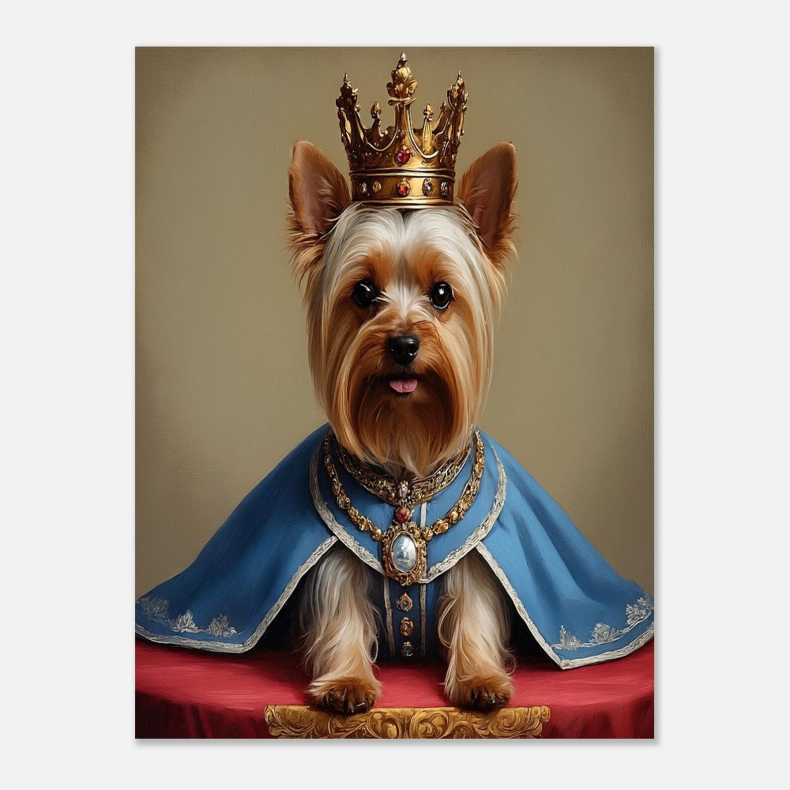 Royal Yorkie Dog Art Print Cute Yorkshire Terrier King Portrait Pet ...