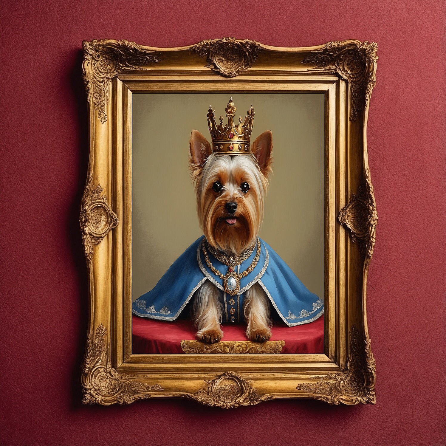 Royal Yorkie Dog Art Print Cute Yorkshire Terrier King Portrait Pet ...