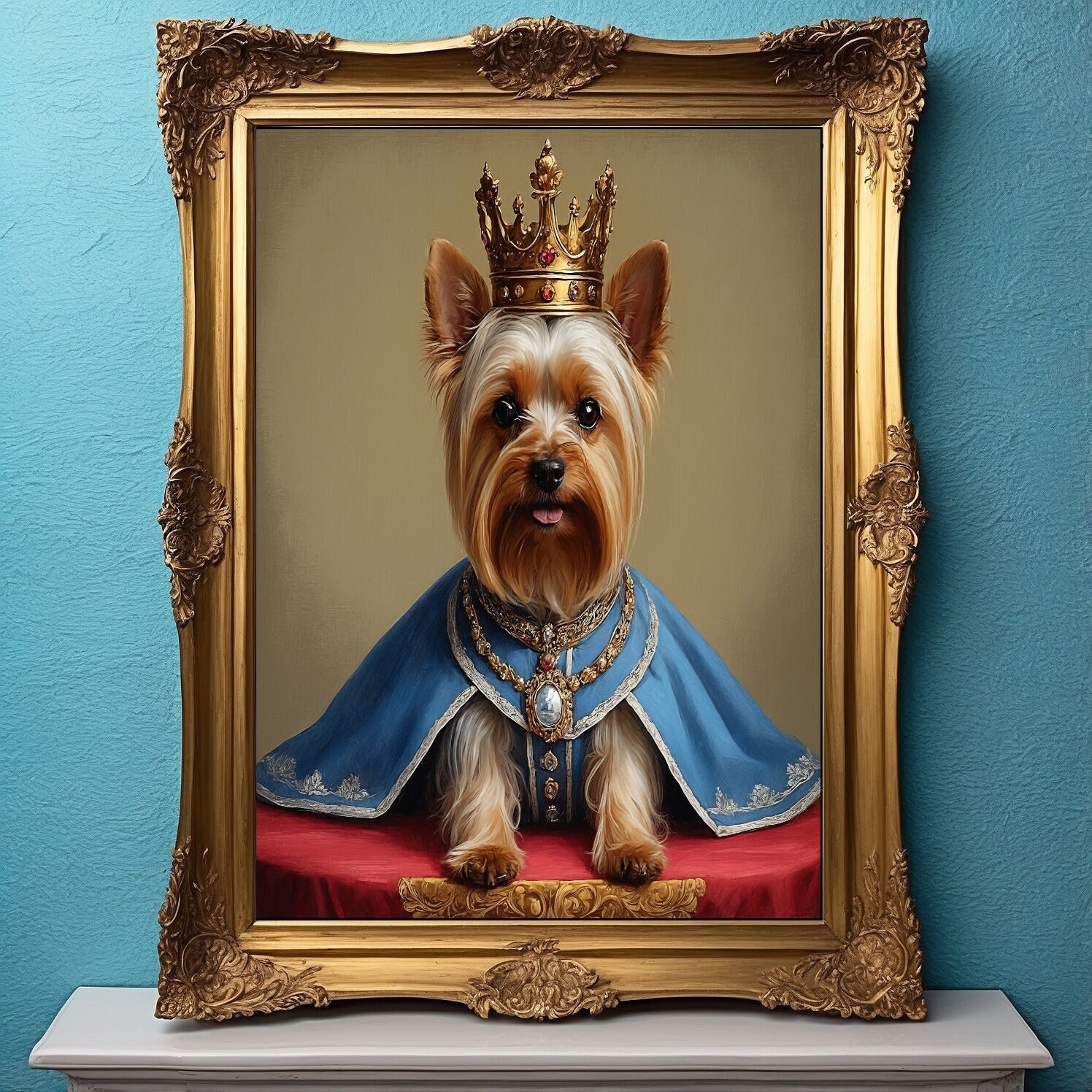 Royal Yorkie Dog Art Print Cute Yorkshire Terrier King Portrait Pet ...