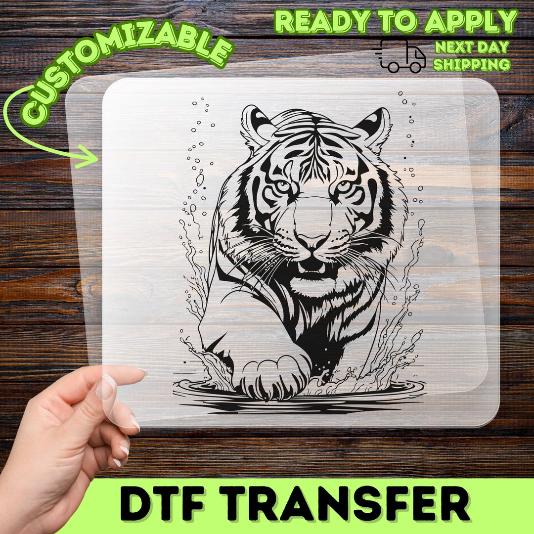 Fierce Tiger Illustration DTF Transfer, Wild Animal Artwork Iron-on ...