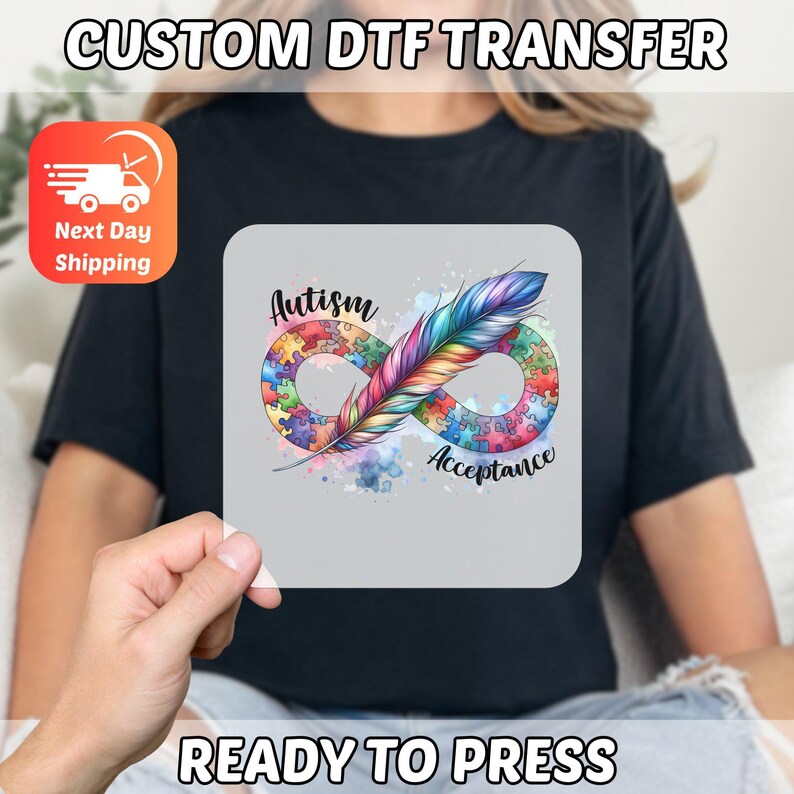 Autism Acceptance Infinity Symbol DTF Transfer, Watercolor Puzzle ...
