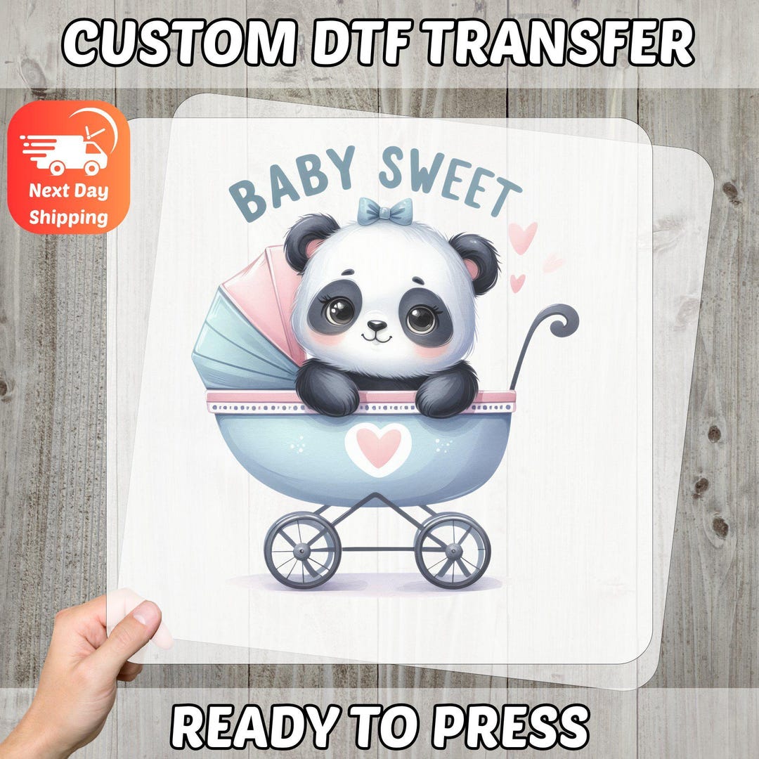 Baby Sweet Panda Iron-on Decal, Kawaii Baby Carriage Design, Newborn ...
