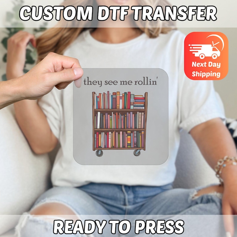 Colorful Books Rollin' Illustration DTF Transfer, Inspiring Cartoon ...
