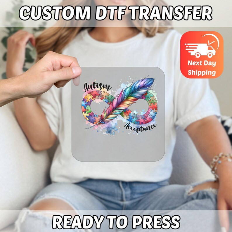 Autism Acceptance Infinity Symbol DTF Transfer, Watercolor Puzzle ...