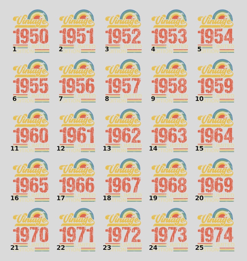 Vintage 1976 Nostalgic Milestone Birthday Retro DTF Transfer for T ...