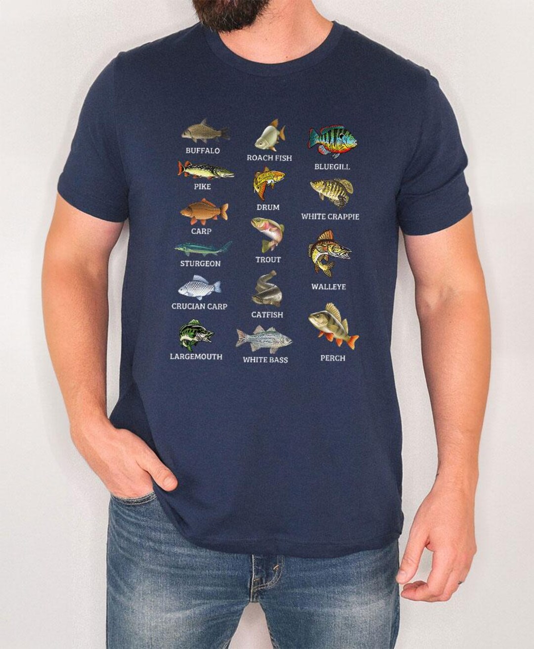 Freshwater Fish Types Shirt, Colorful Fishing Species Tee, Educational ...
