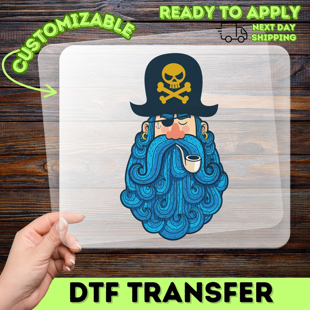 Cartoon Pirate Character Iron-on Decal, Nautical Adventure Heat ...