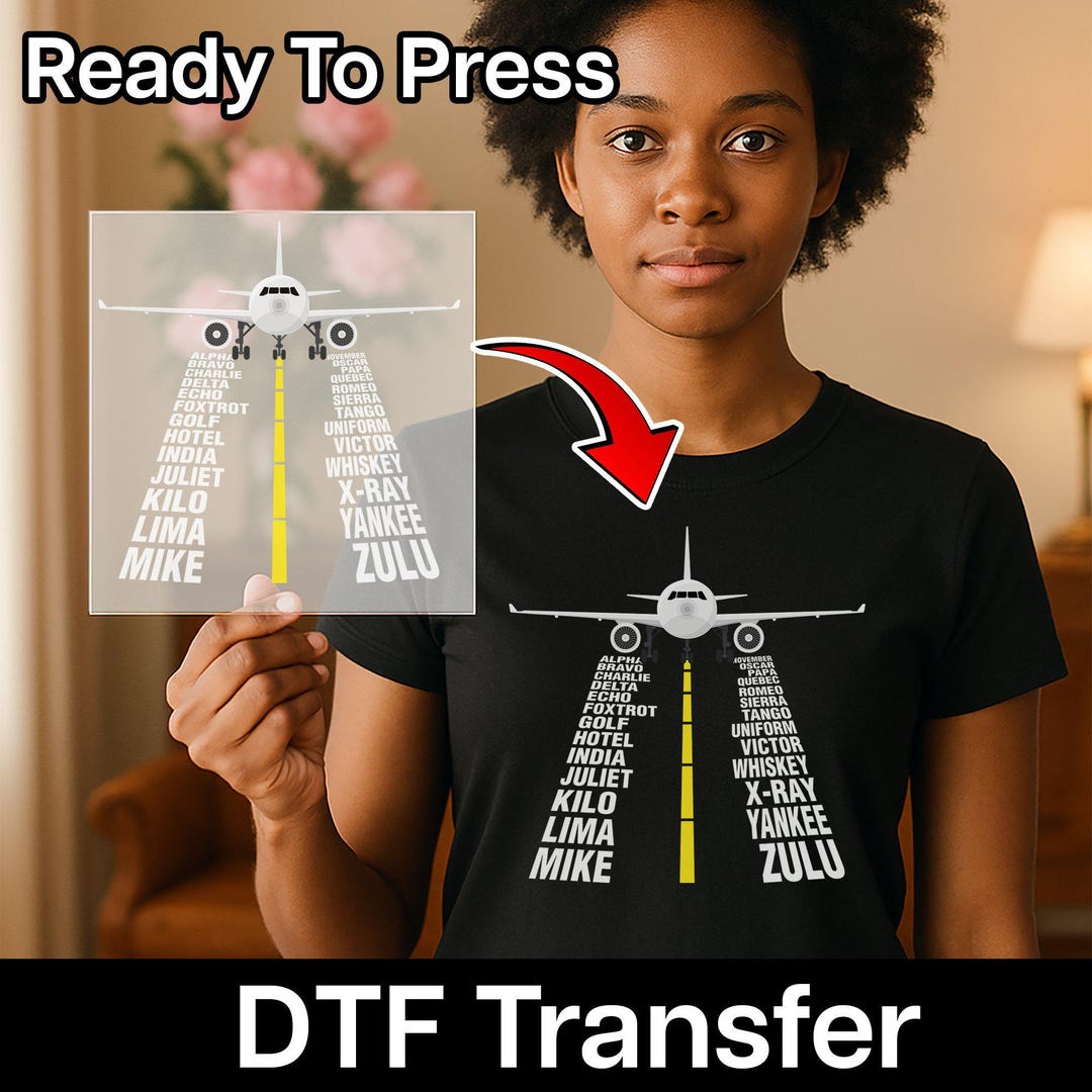 Airplane Runway Alphabet DTF Transfer, Pilot Phonetic Aviation Design ...