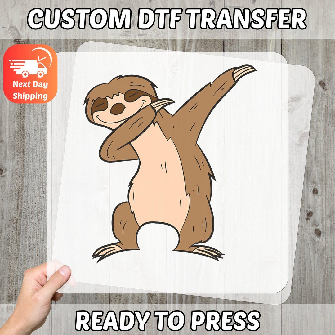 Funny Dabbing Cartoon Sloth Iron-on Decal, Humorous Meme Lover Heat ...
