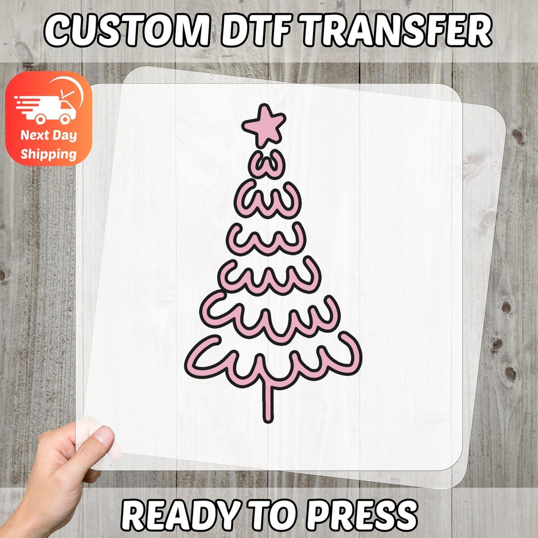Minimalist Pink Christmas Tree DTF Transfer, Modern Holiday Shirt to ...