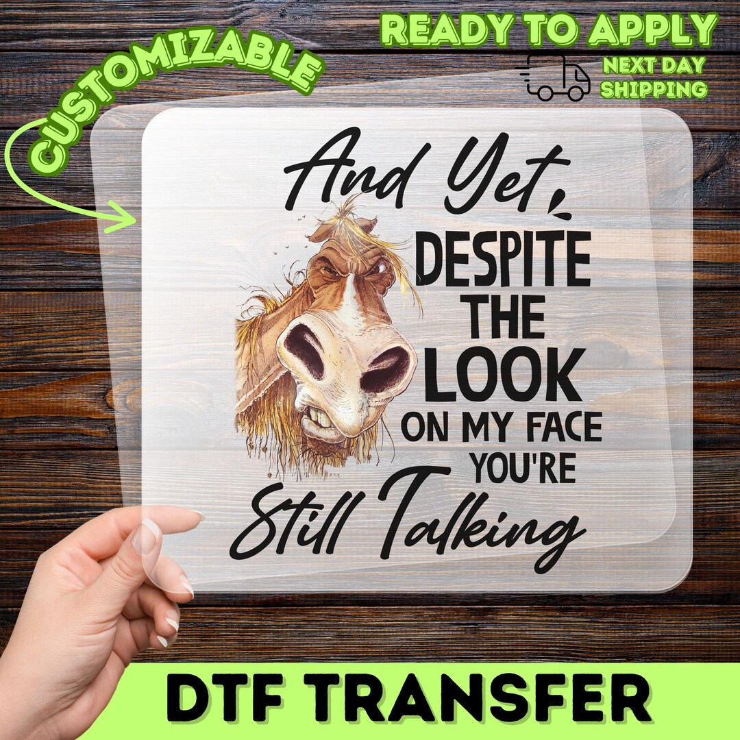 Grumpy Horse Introvert Humor DTF Transfer, Funny Animal Iron-on Decal ...
