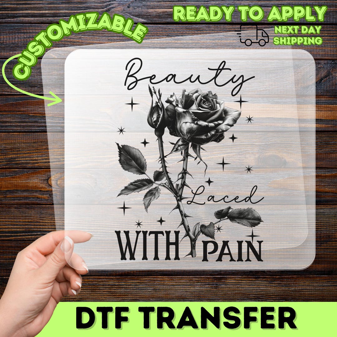 Vintage Rose Illustration DTF Transfer, Beauty Flower Art With Quote ...