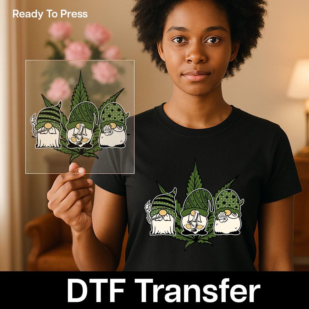 Funny 420 Gnomes DTF Transfer for T-shirts – Weed Gnomes Smoking Bong ...
