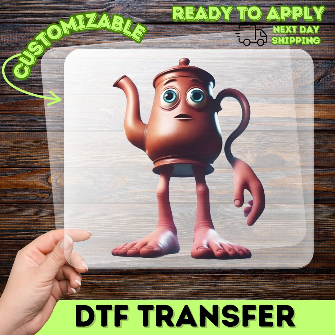 Quirky Teapot Man DTF Transfer, Surreal Teapot Humor Character Iron-on ...