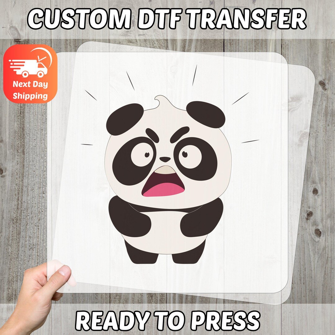 Angry Panda DTF Transfer, Cute Cartoon Iron-on Decal for Kids, Animal ...