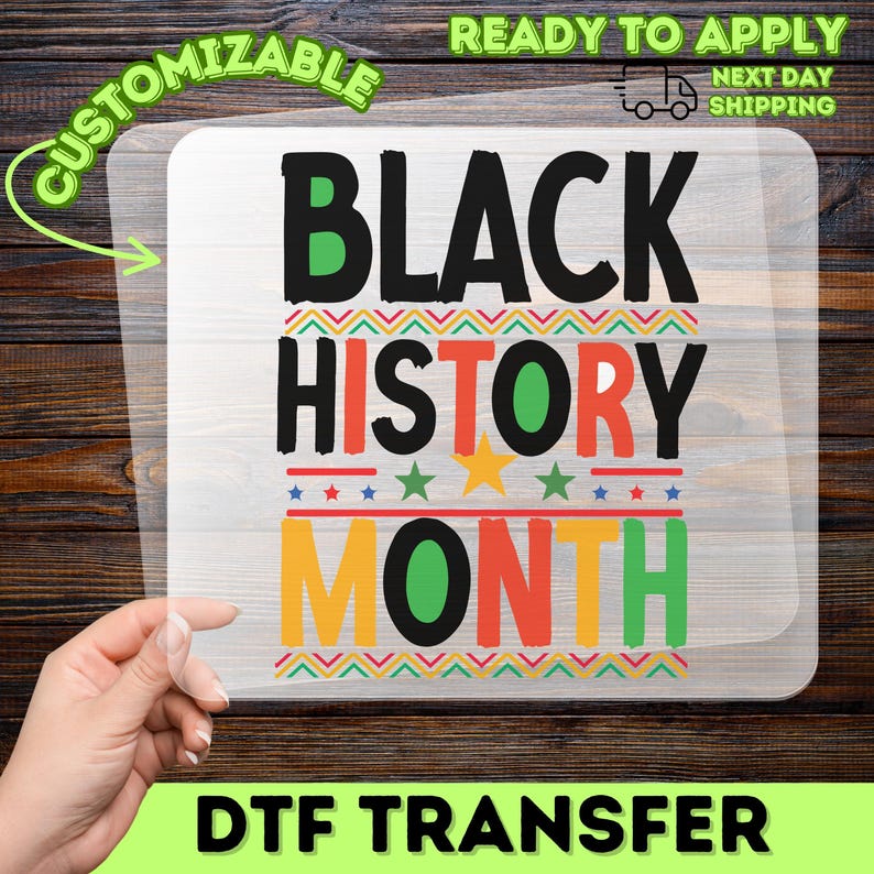 Black History Month DTF Transfer, Colorful Afro Bold Lettering Design ...