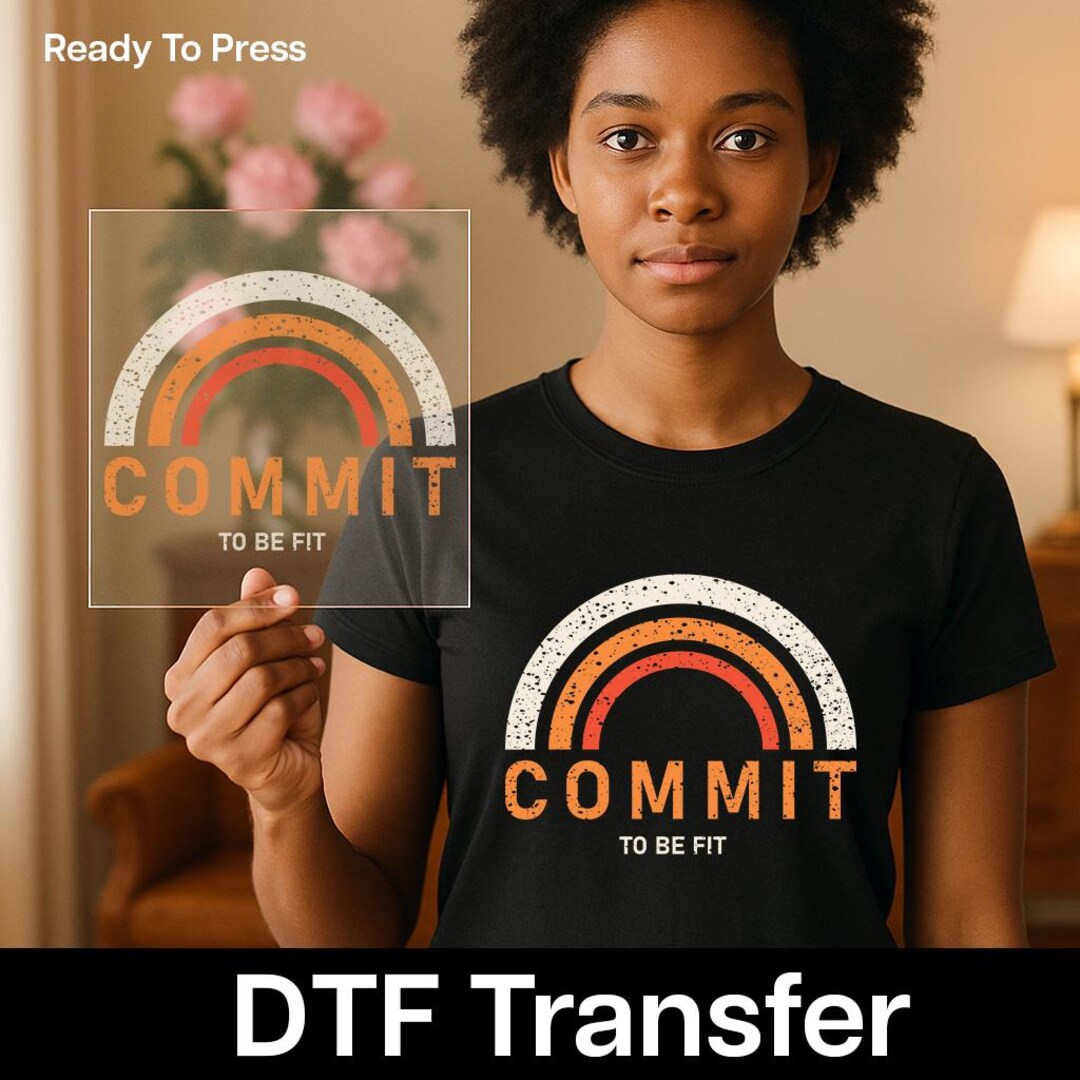 DTF Transfer for Shirts – Commit to Be Fit Retro Rainbow – Fitness Iron ...