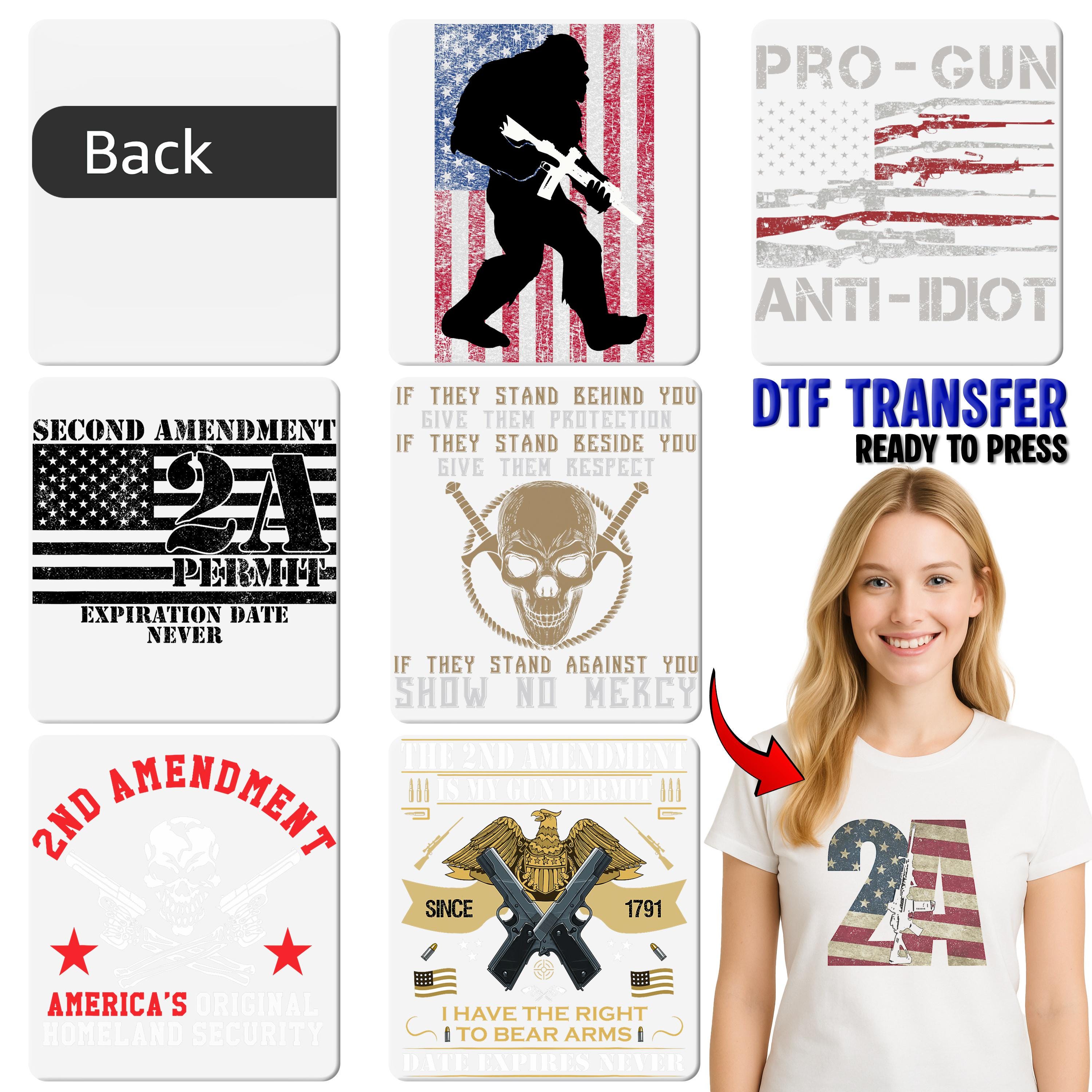 Second Amendment Patriotic Skull DTF Transfer for Military Veterans ...