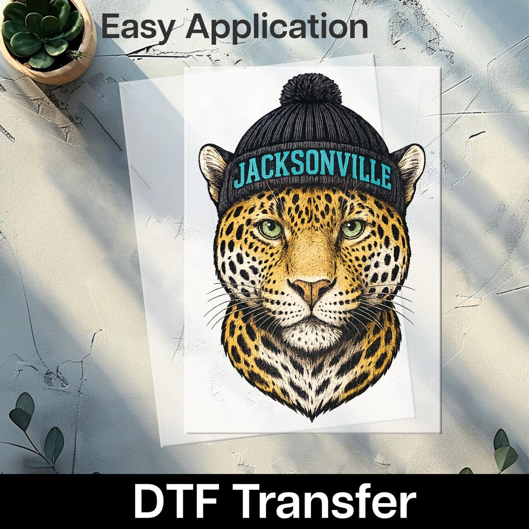 Trendy Leopard in Beanie DTF Transfer Ready to Press - Cute Urban Style ...